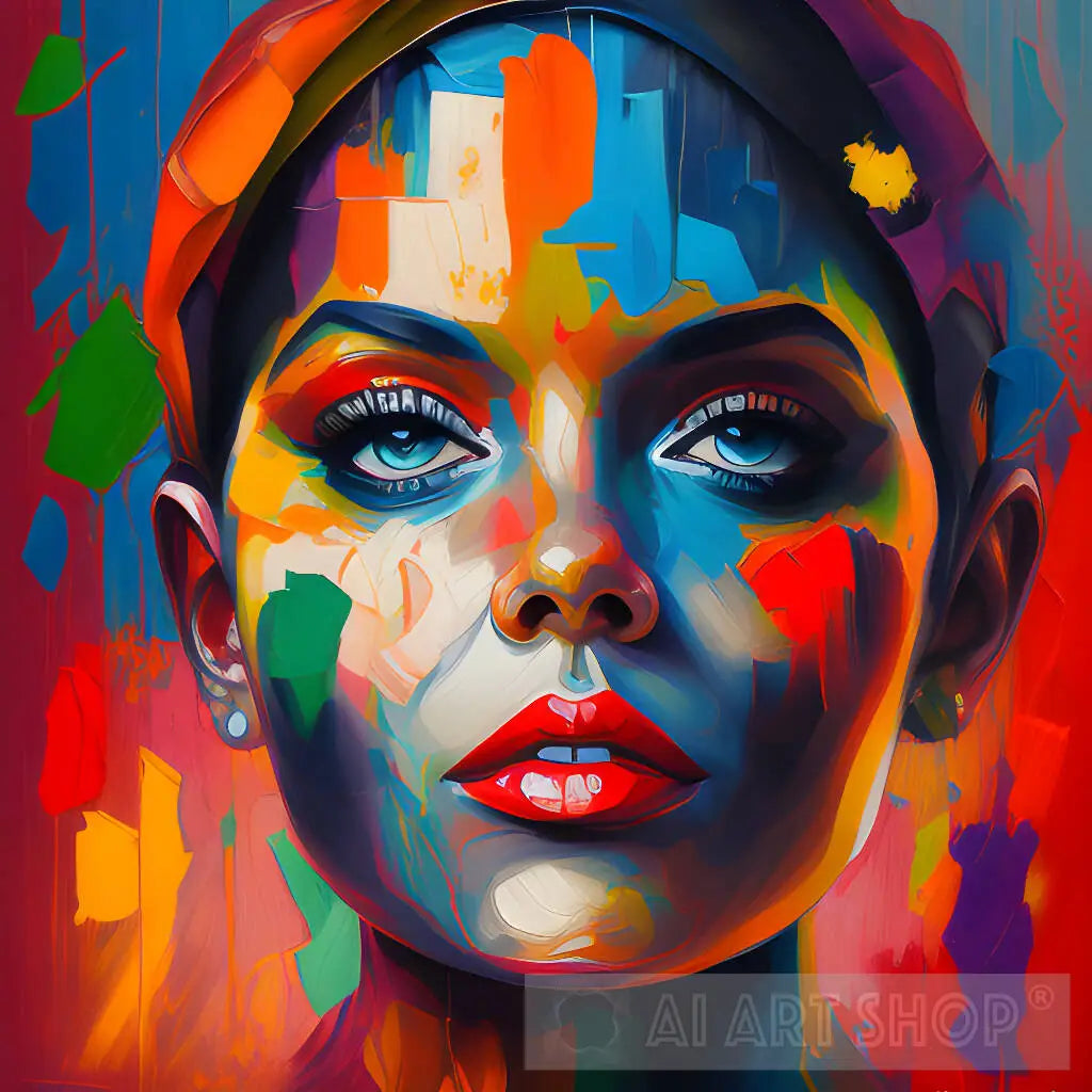 woman, portrait, oil painting, colorful, human, life,