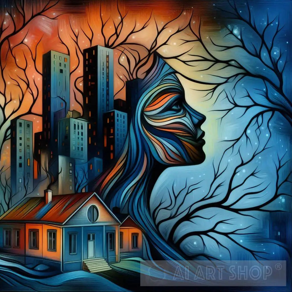 Colorful woman's face artwork