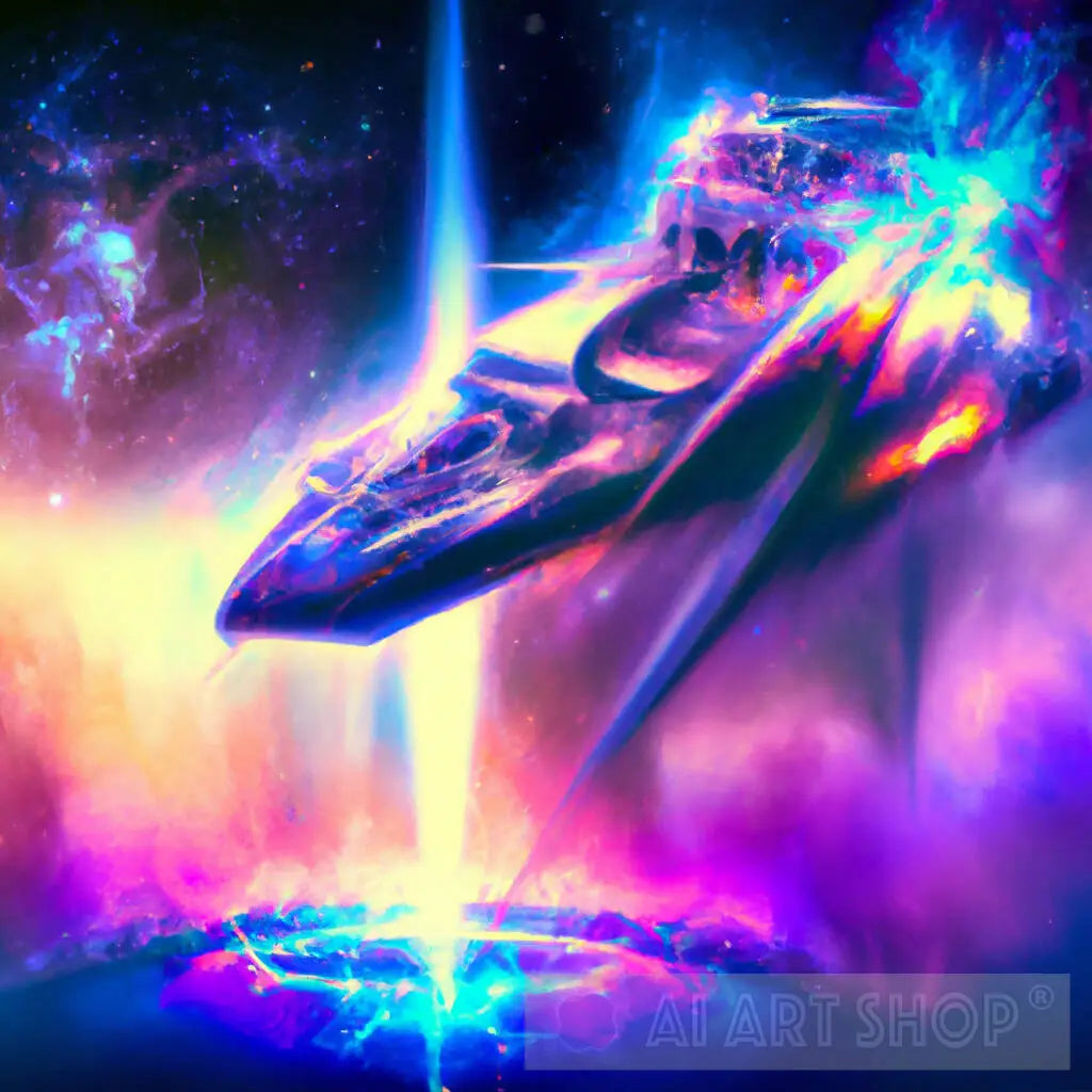 Conflict: AI generated sci-fi art painting of a large weaponized sp...