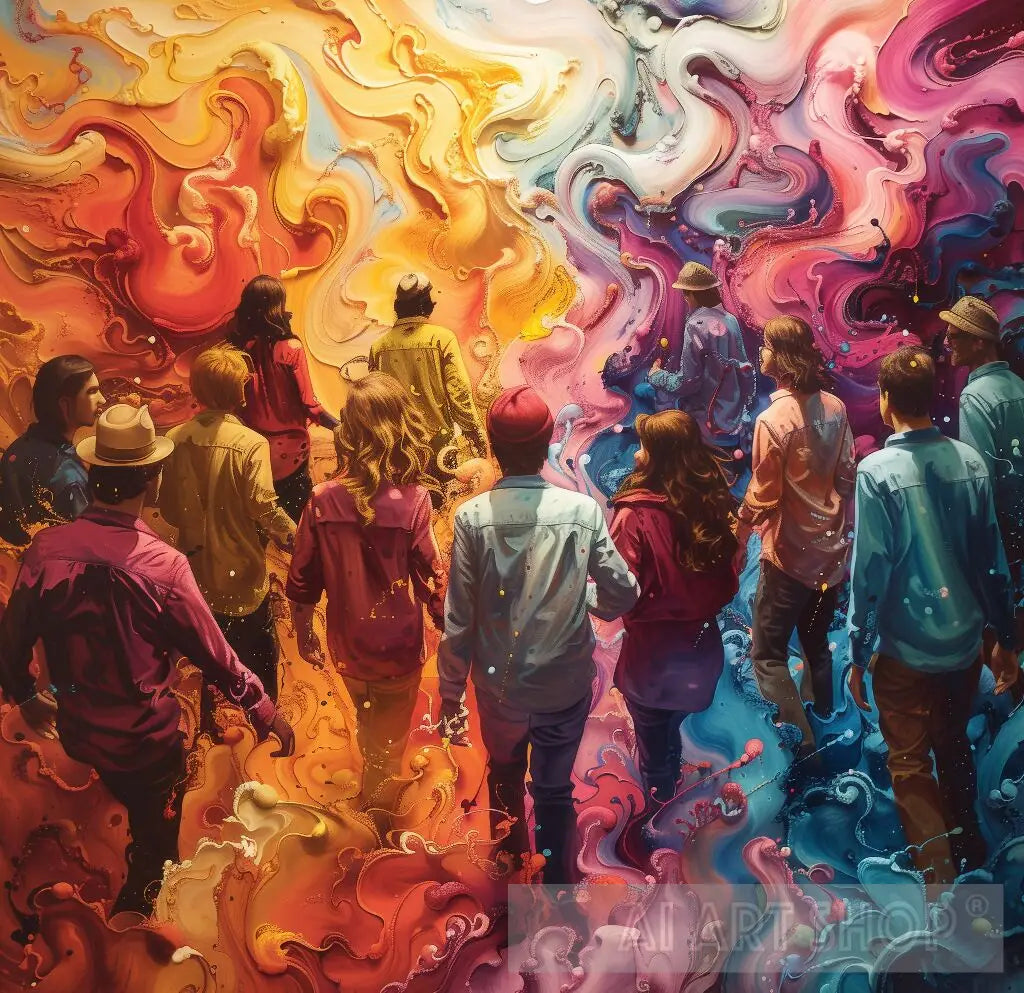 Abstract Art, Onlookers, Vivid Colors, Immersive Experience, Art Ex...