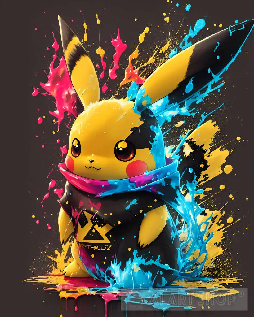 Cool Splatter Paint Pikachu