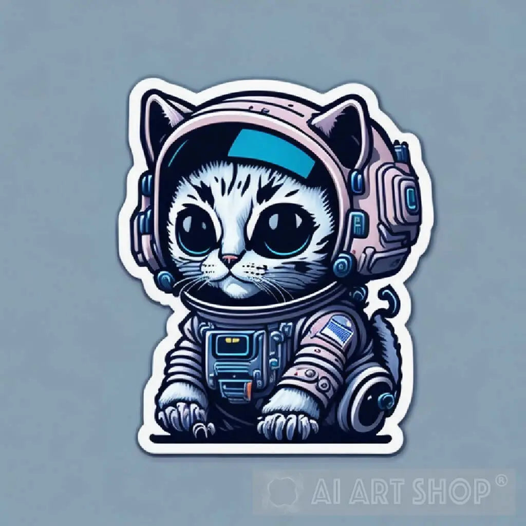 retro-futuristic, synthwave, vector art, sticker, astronaut, kitten...