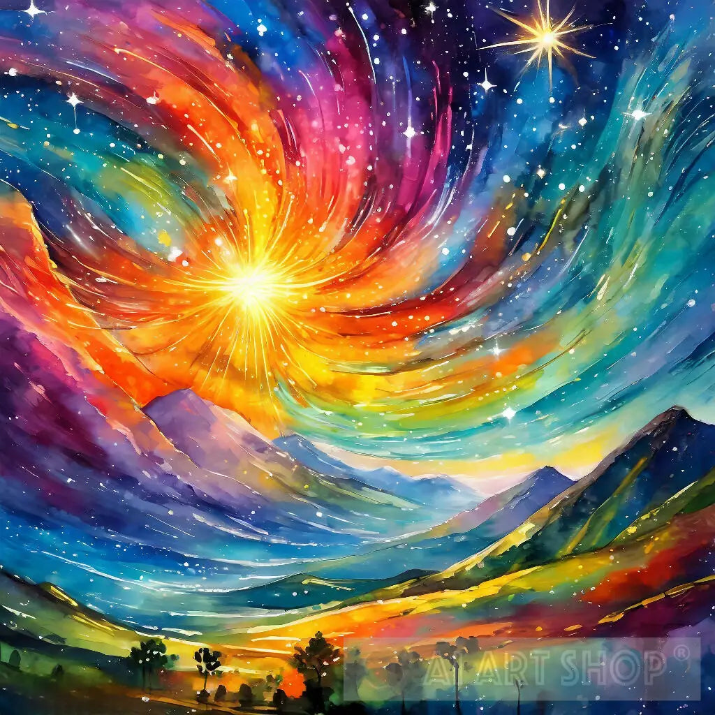 Cosmic Genesis: Abstract Celestial Birth | Mesmerizing Painting
