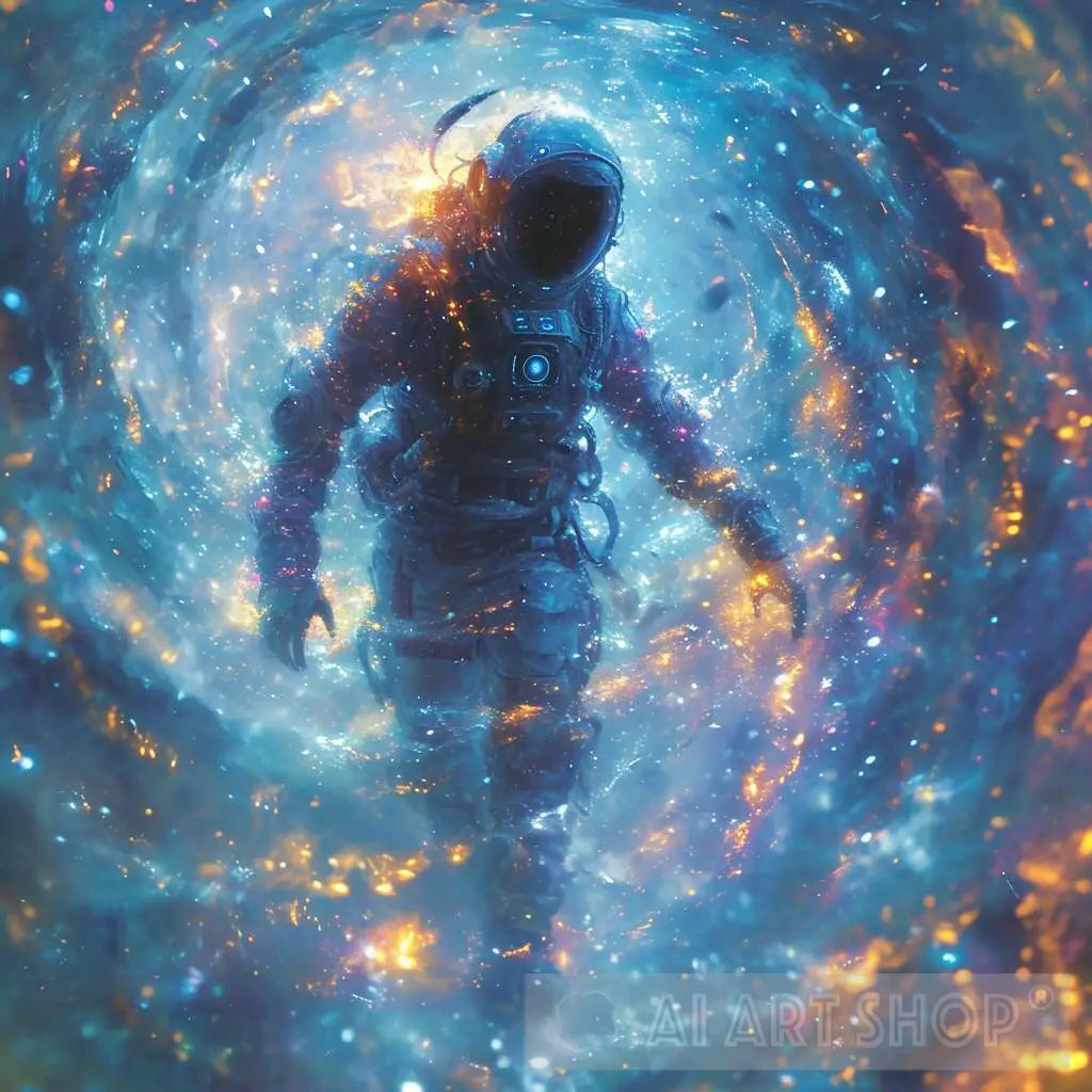 Cosmic Surrealism Art - Astronaut's Odyssey in Space