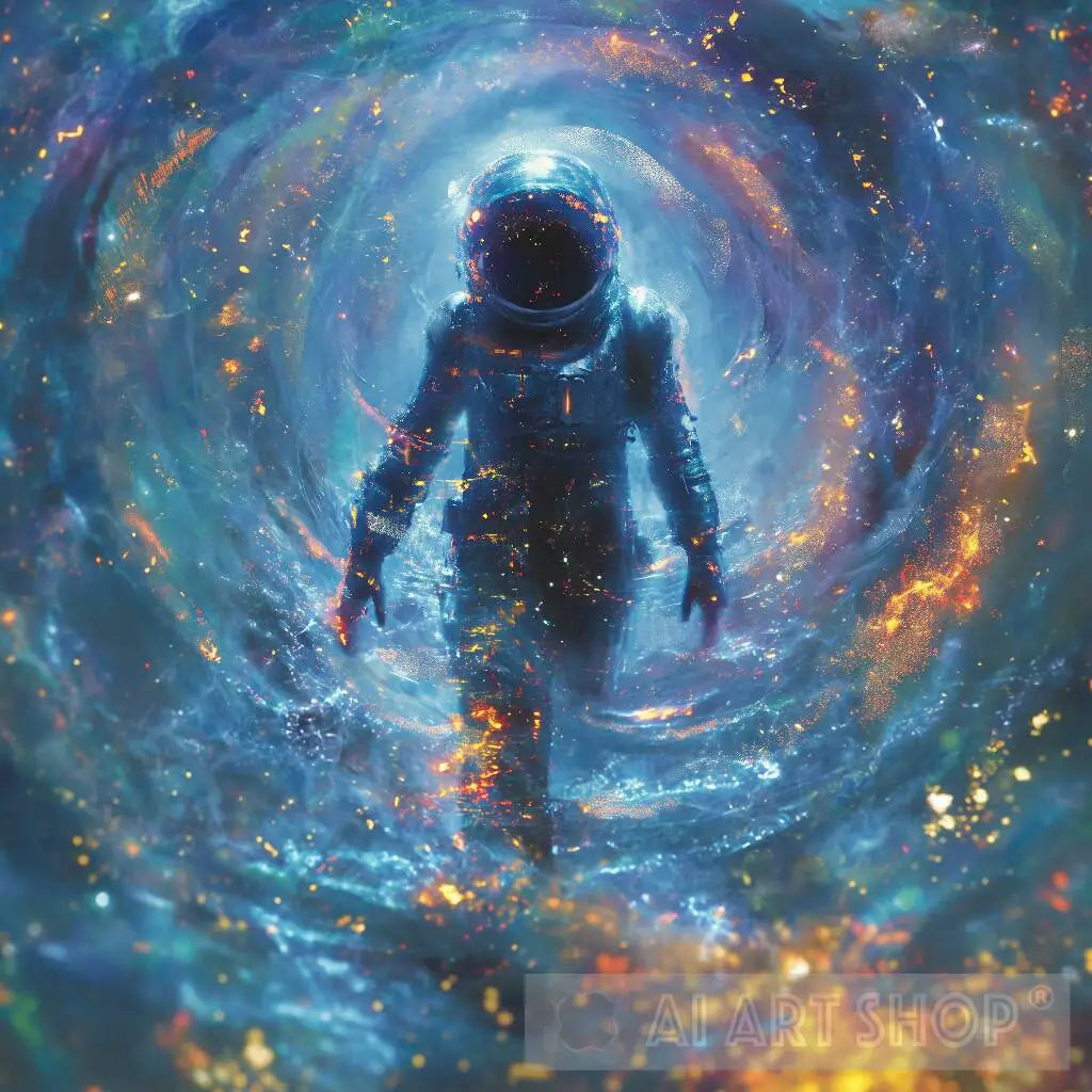 Cosmic Surrealism Art - Astronaut's Odyssey in Space