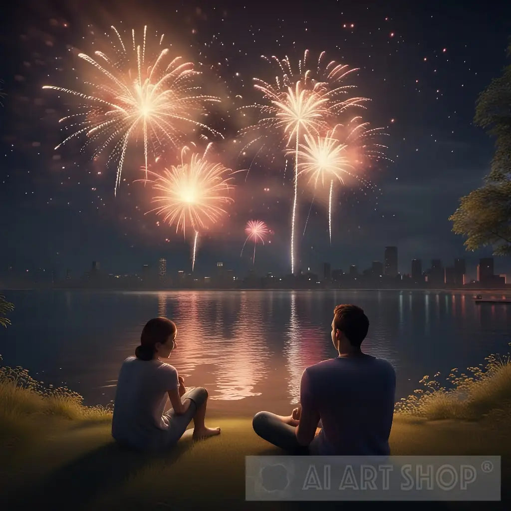 Couple watching fireworks