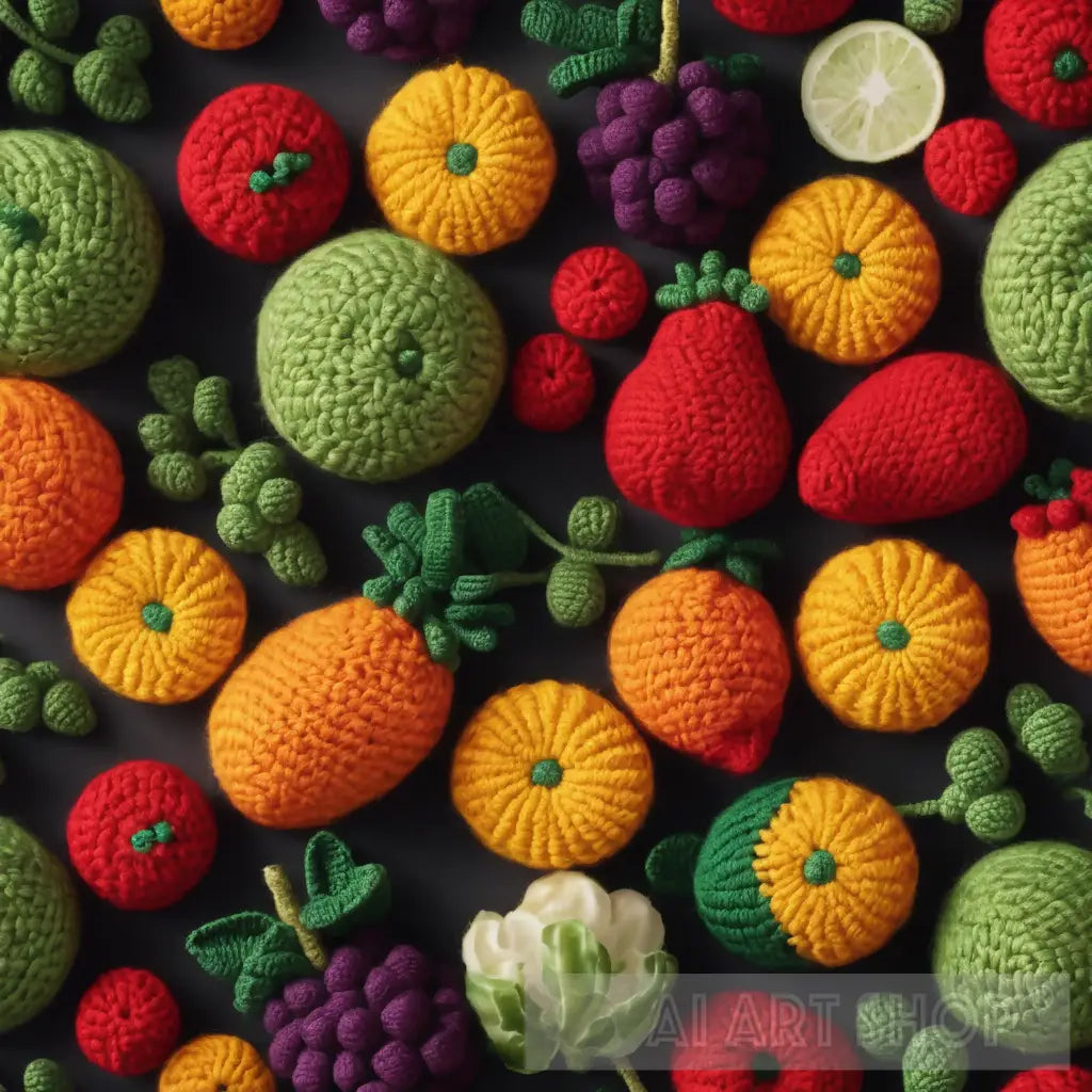 Crocheted fruits and vegetables