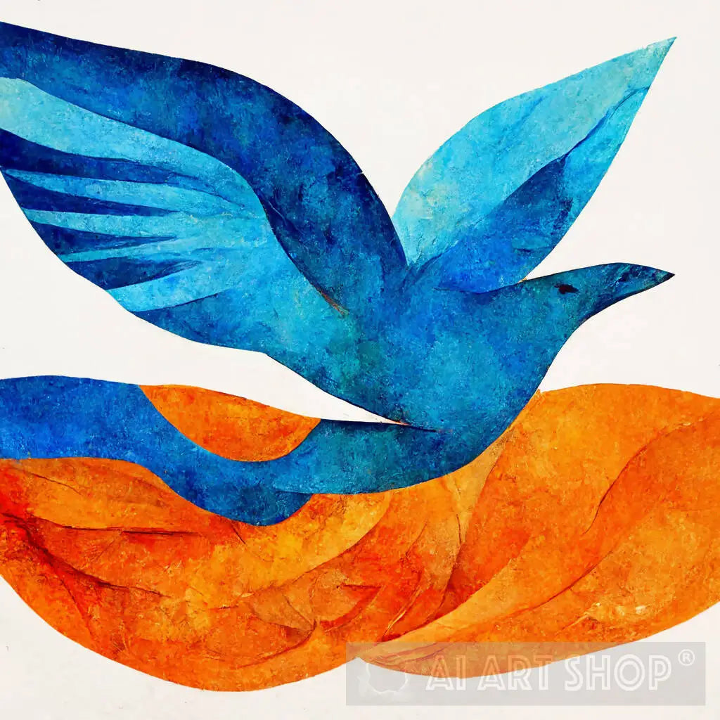 Cubism, blue bird, abstract, wall art