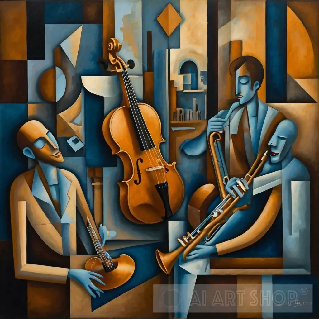 MUSIC, cubism, cubist, illustration, shapes and color, ai art, musi...