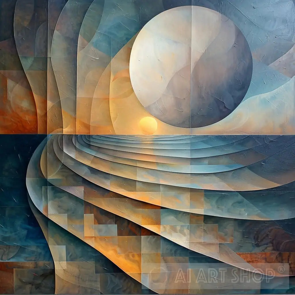 Cubist Lunar Beach - Abstract Illustration