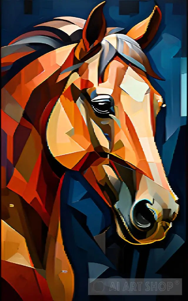 Cubist Stallion: A Modern Interpretation of Horse Form, Cubist , Mo...
