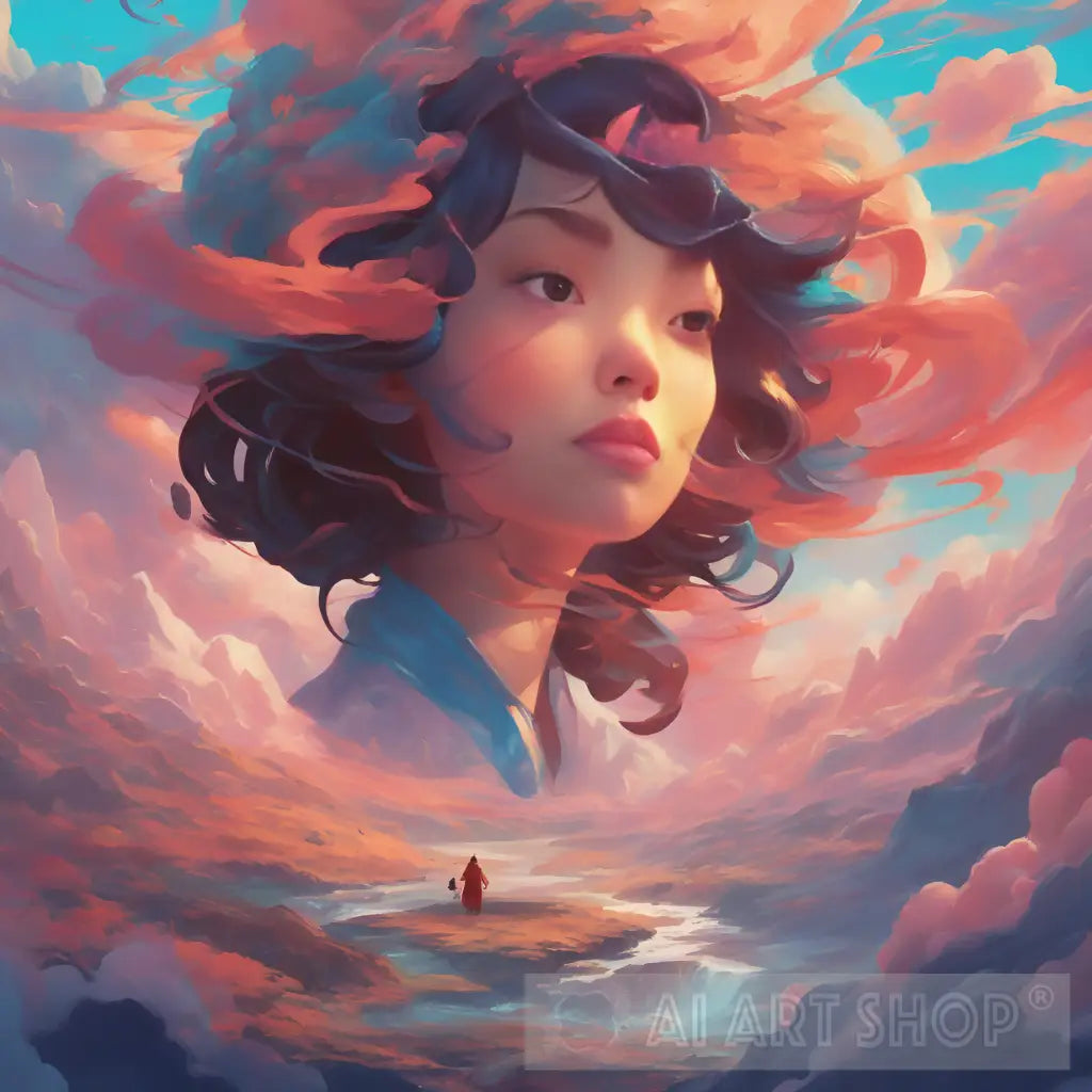 Curious eyes in the swirly clouds, unreal, psychodelic, clouds