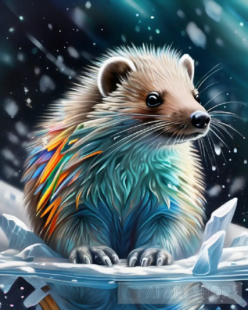 Creature, animal, hedgehog, colorful, winter, ice, nature, frost, n...