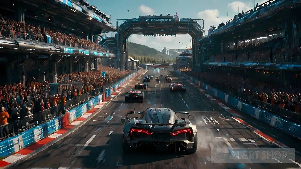 Cyber City Race Videogame Concept Art - AI