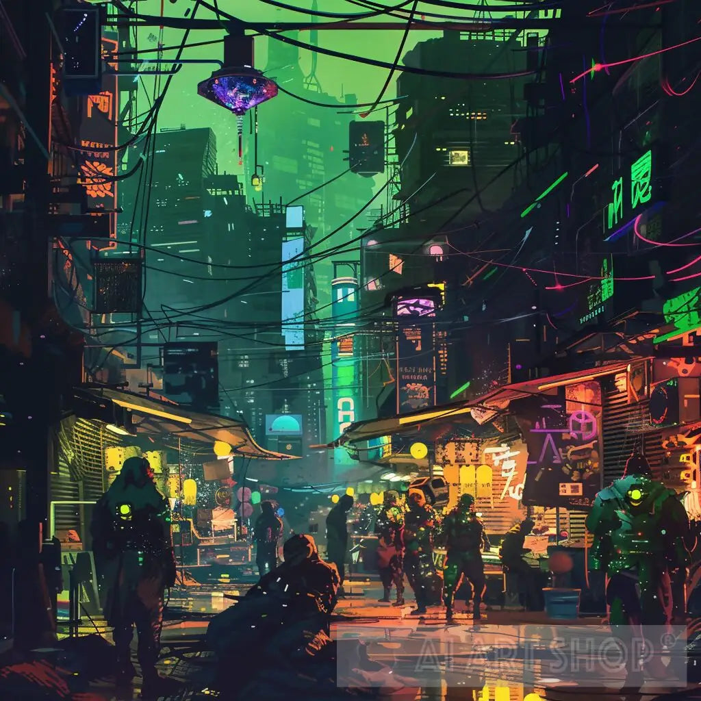 Cyber Market - Futuristic Noir Art