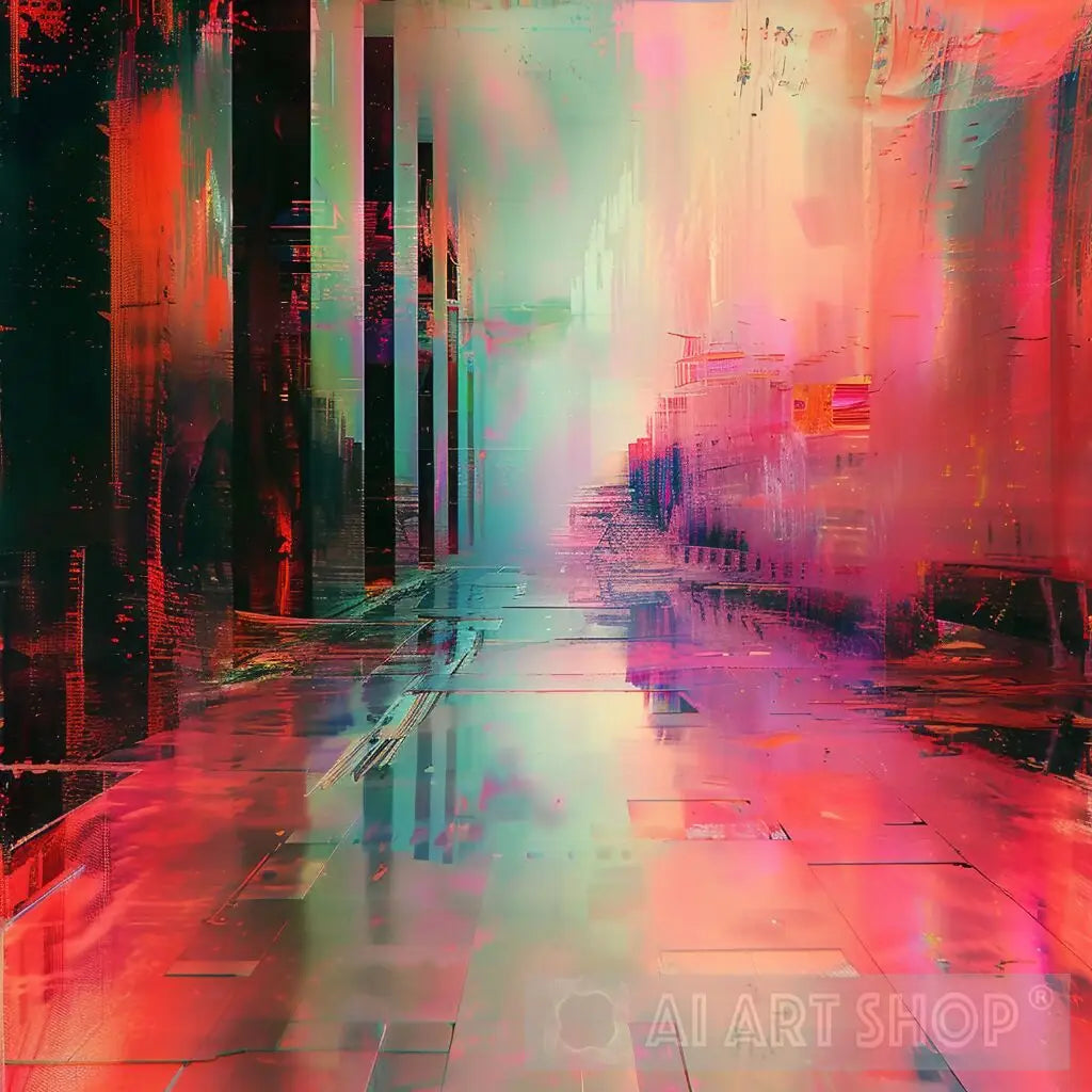Cyber Metropolis: Abstract Urban Scene with Vivid Colors and Futuri...