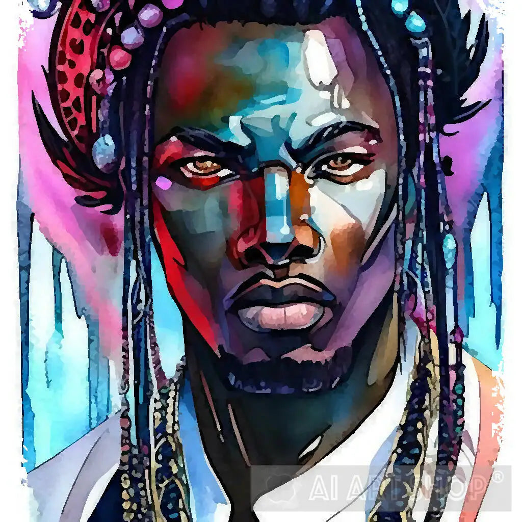 AI Art of a Cyborg Male with Red Glow