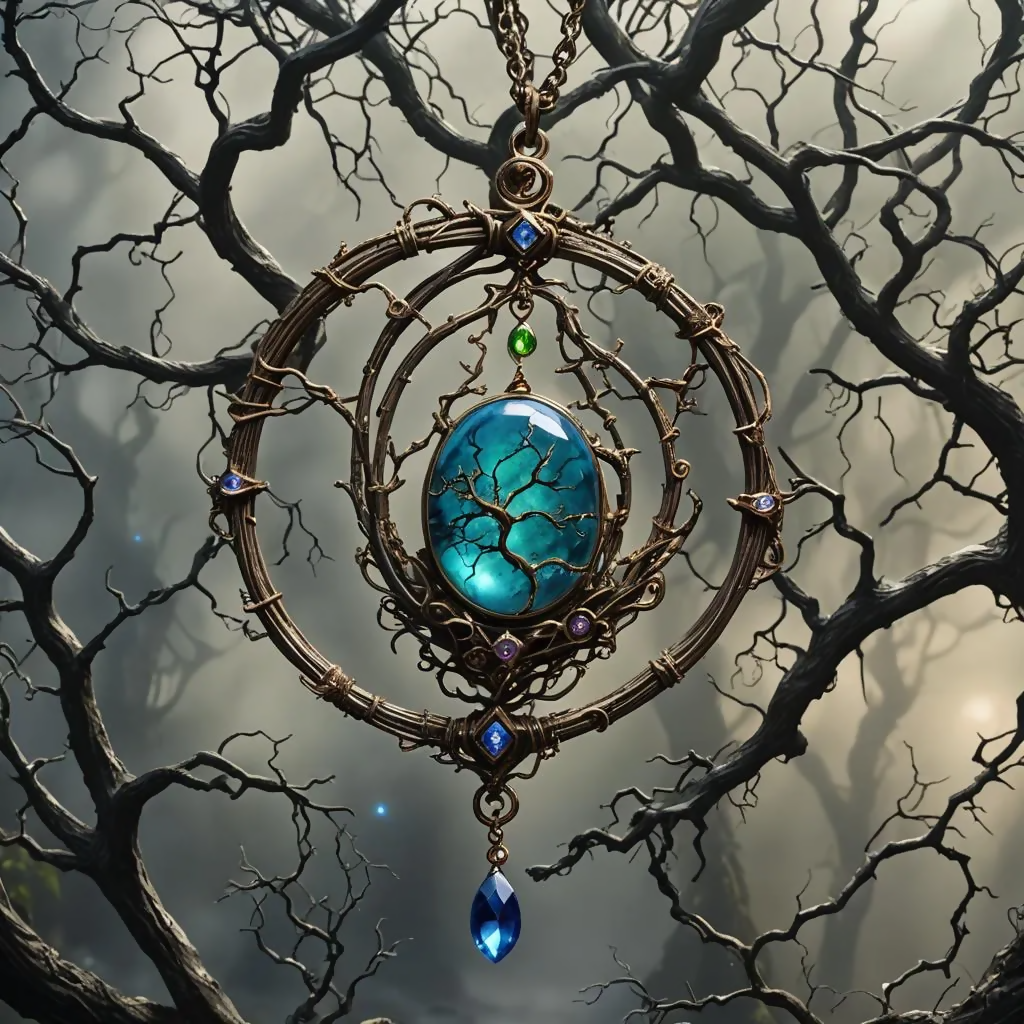 Amulet, jewelry, dark, fantasy, eerie, alluring, beautiful, mysterious