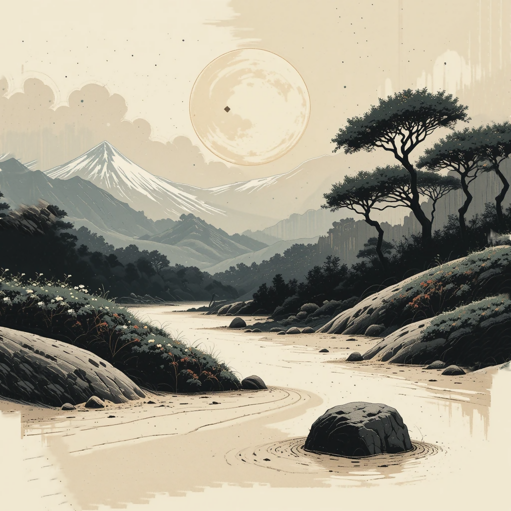 Calm Reflections: Abstract Zen Garden Art