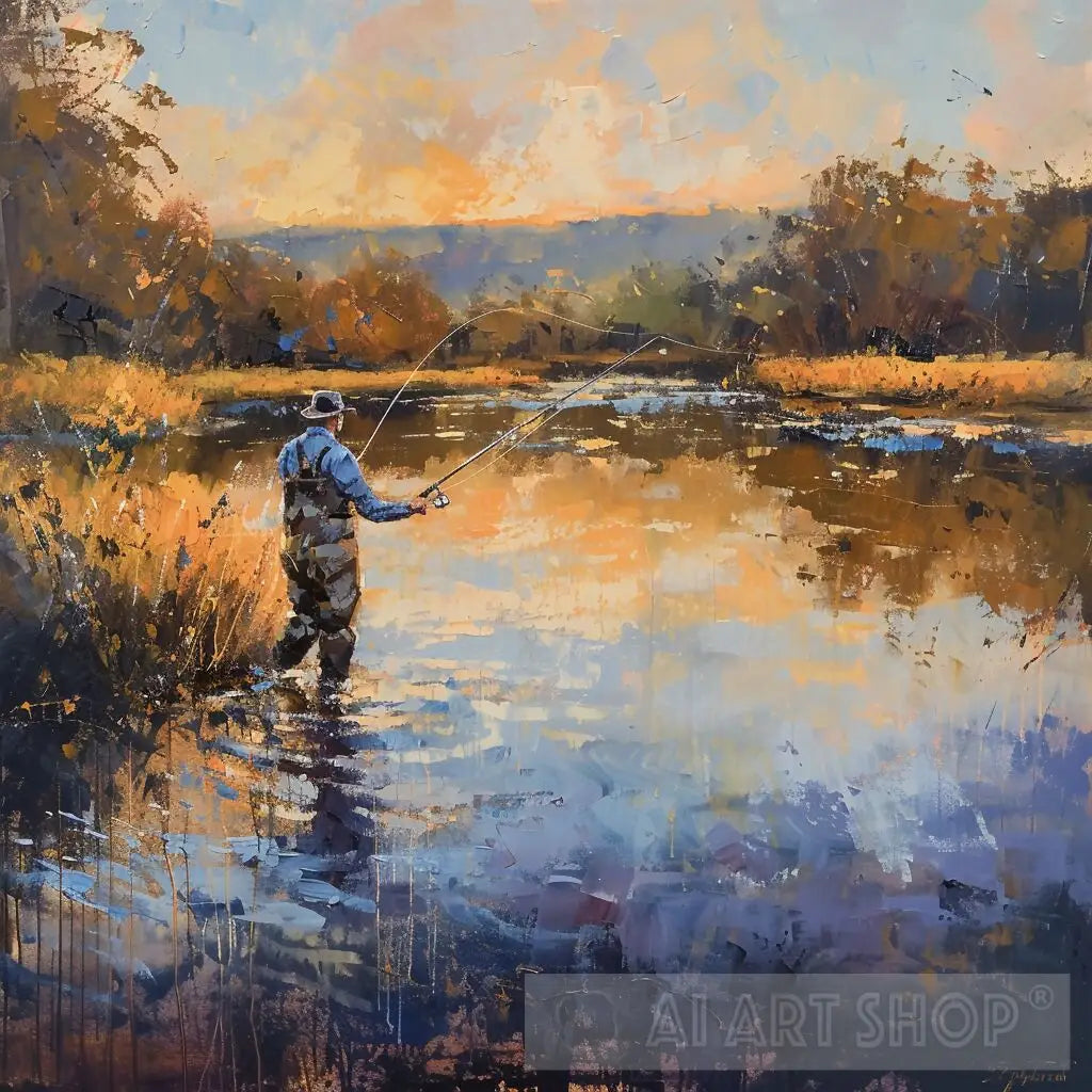 Dawn Fishing - Impressionist Realism Art