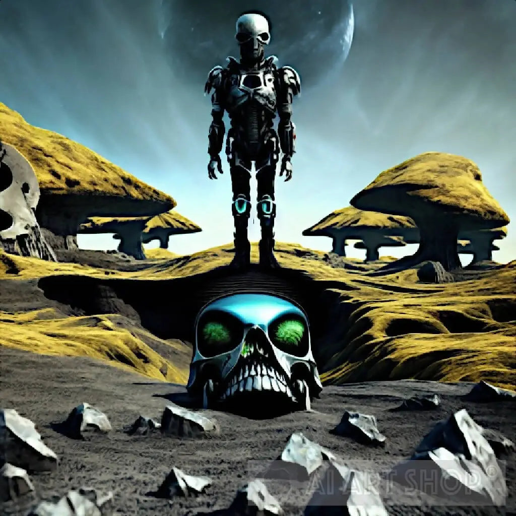 Painting landscape design Surrealist surrealism Death Skull Alien a...