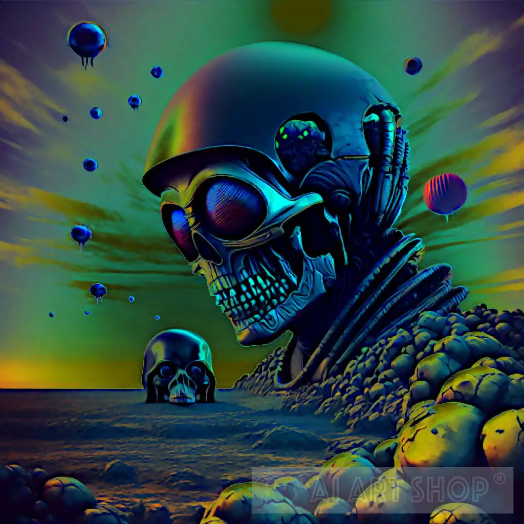 Painting landscape design Surrealist surrealism Death Skull Alien a...