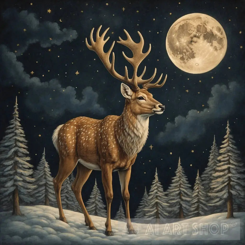 Deer and moon