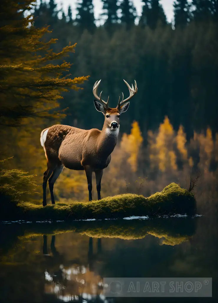 Deer in the middle of nature