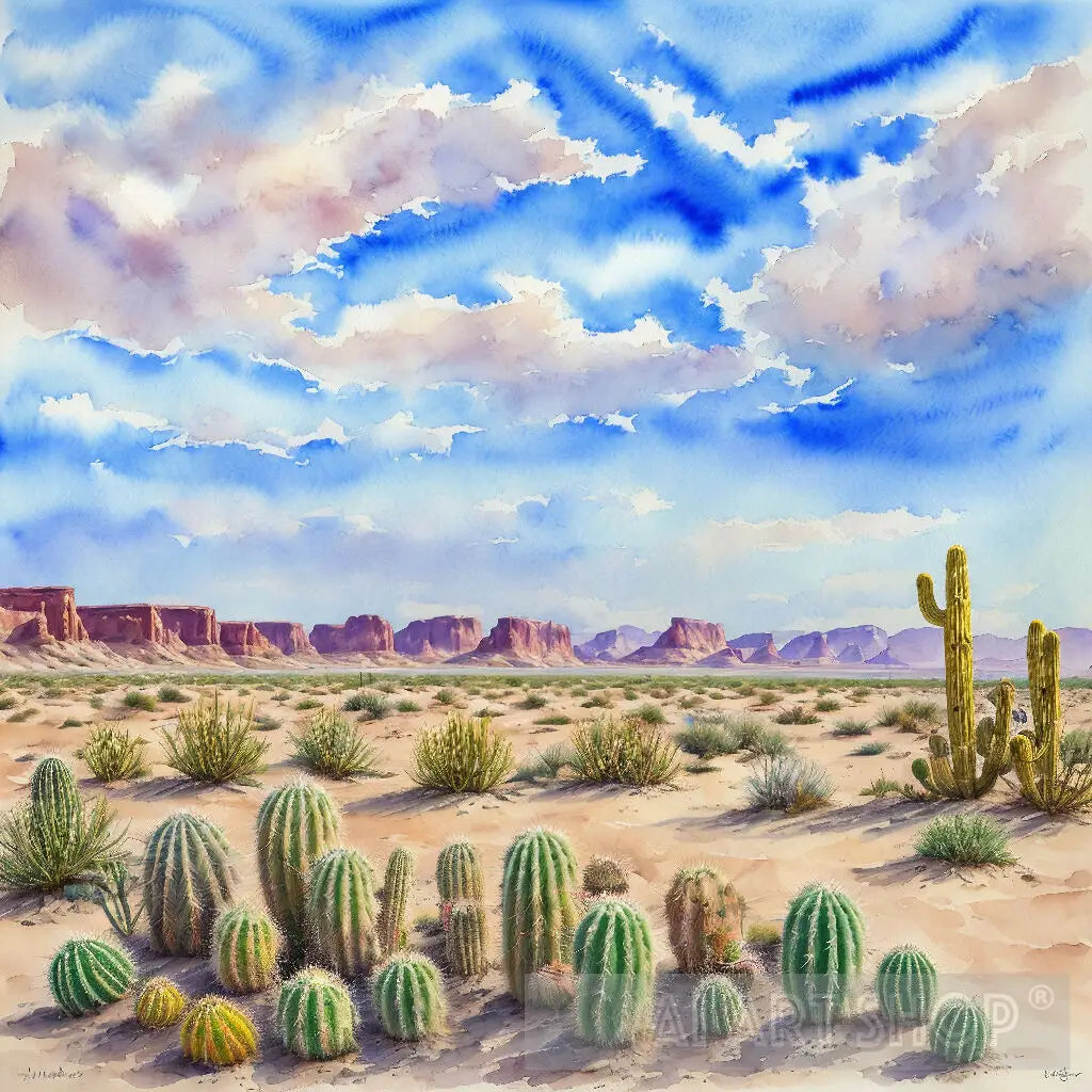 Desert Mirage, Arid Elegance, Cactus Canvas