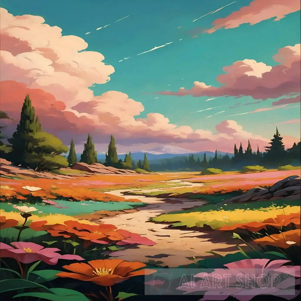 Design a dreamlike landscape that combines t