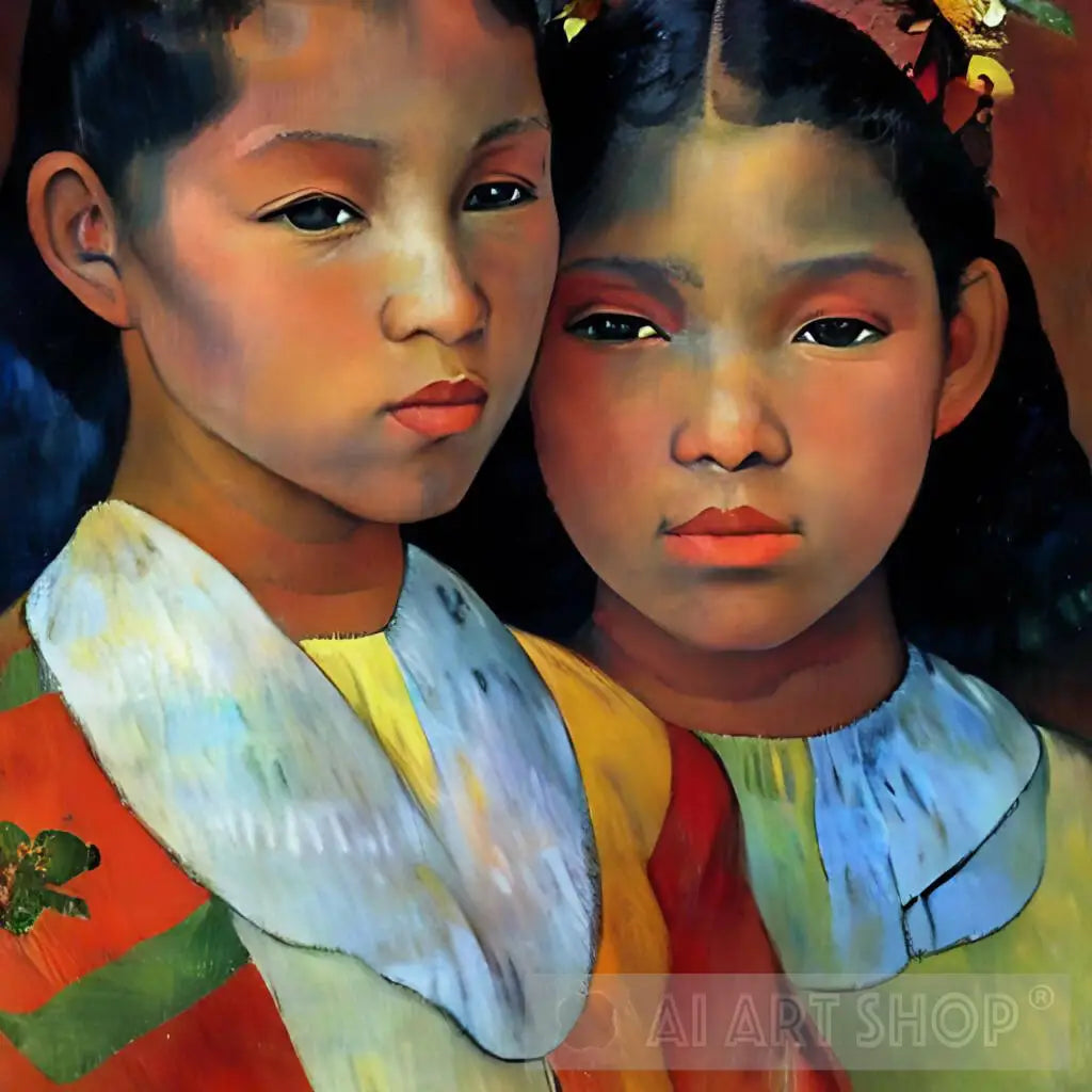 desperate sisters oil painting ai