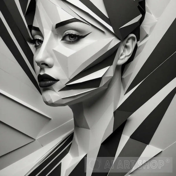 Digital artwork For a dynamic origami woman