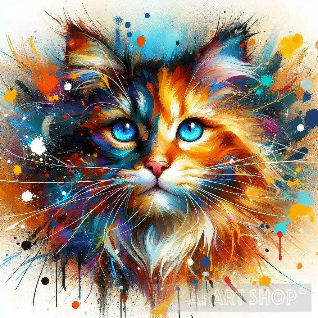 Digital, cat, painting, art, pet