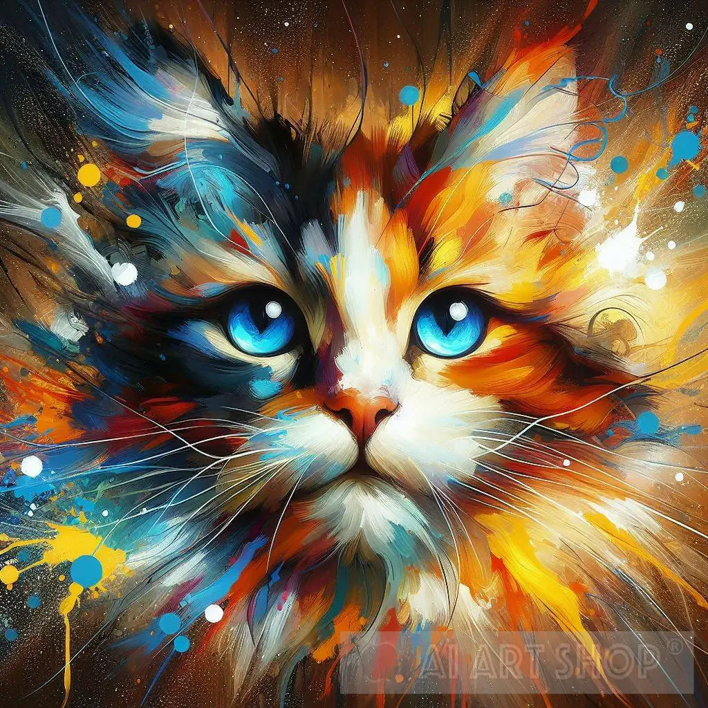 Digital, cat, painting, art, pet