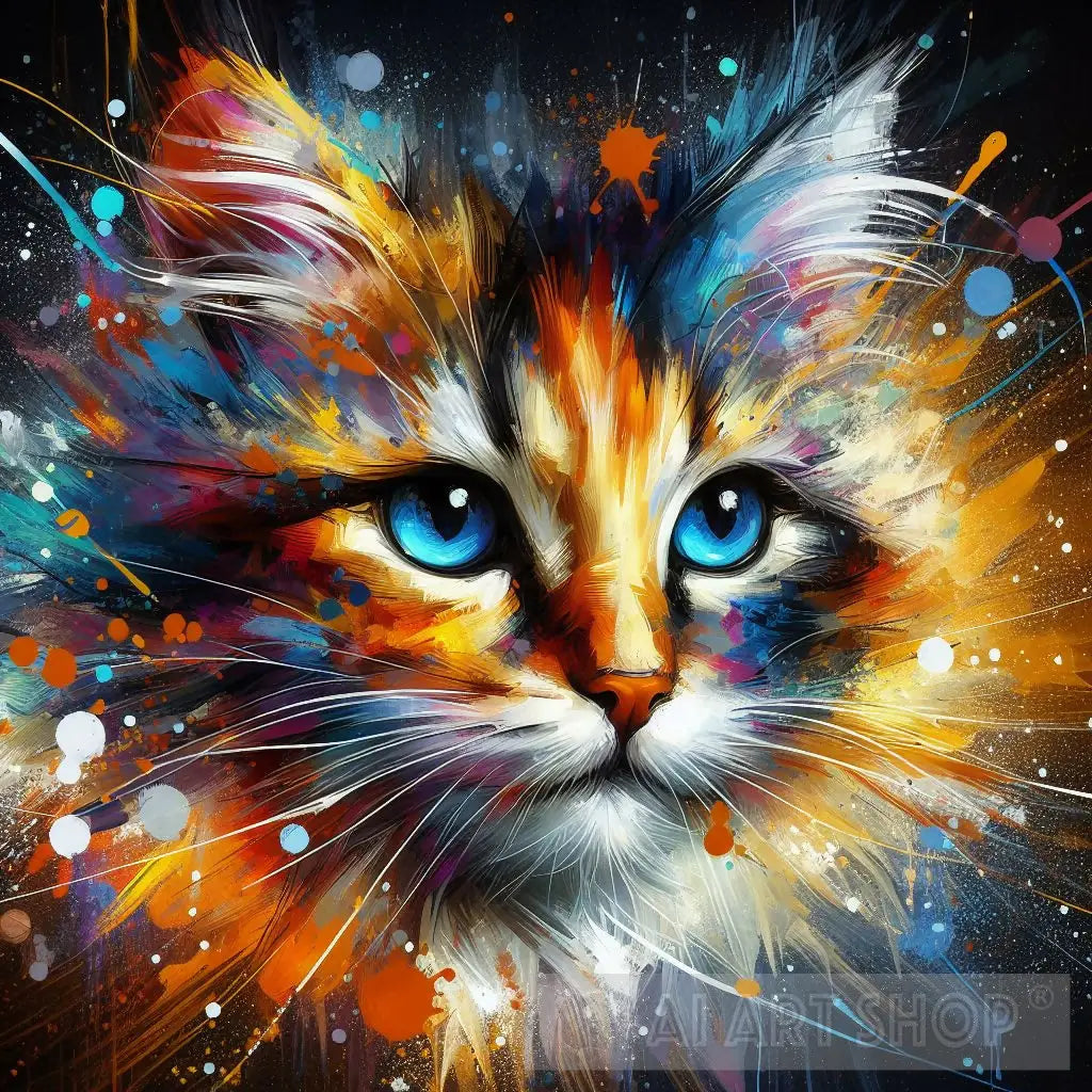 Digital, cat, painting, art, pet