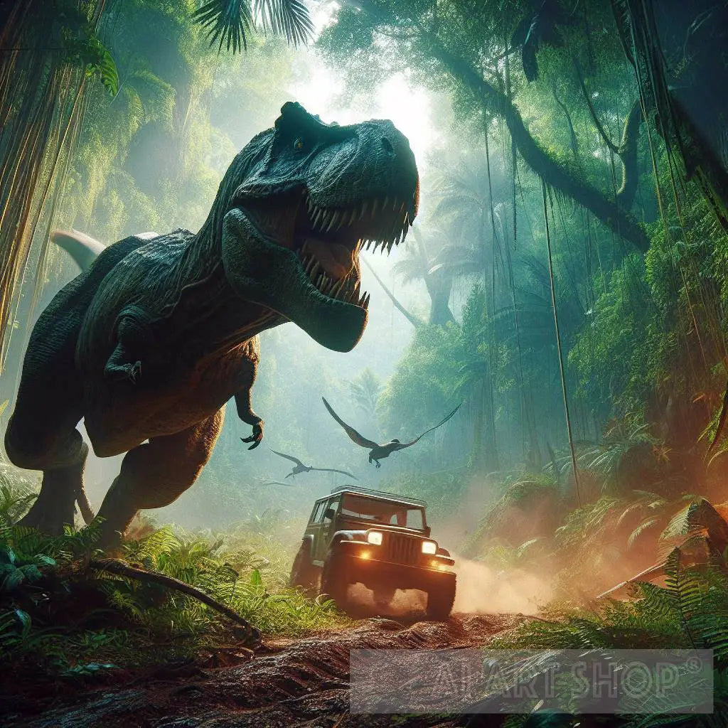 dinosaur, art, jungle, digital art, digital paintings, T-rex, preda...
