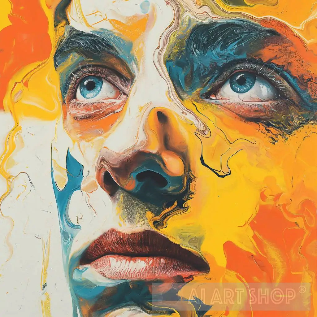 Divine Abstract: Pop Art Portrait in Vibrant Hues