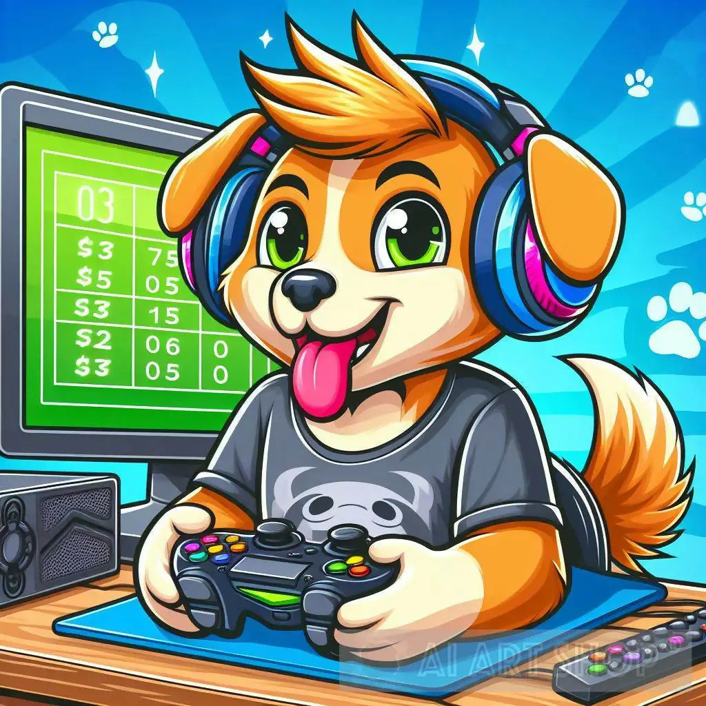 Dog, Cartoon, Gamer