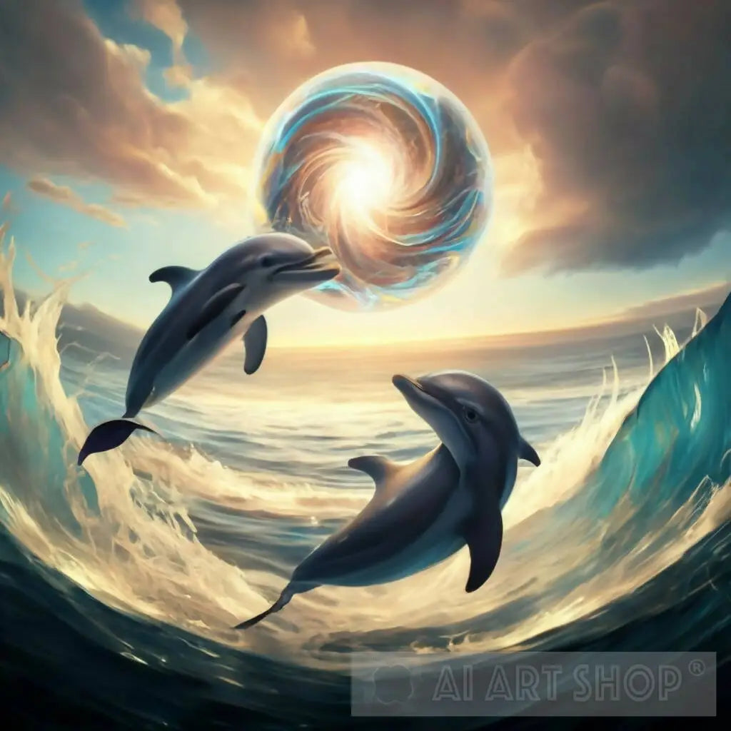 Dolphin's Dance of Light: A Whimsical Ocean Fantasy
