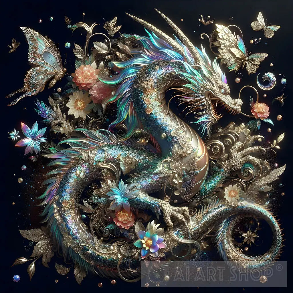 Dragon, flowers, power, beauty, strength, wisdom, Chinese culture,