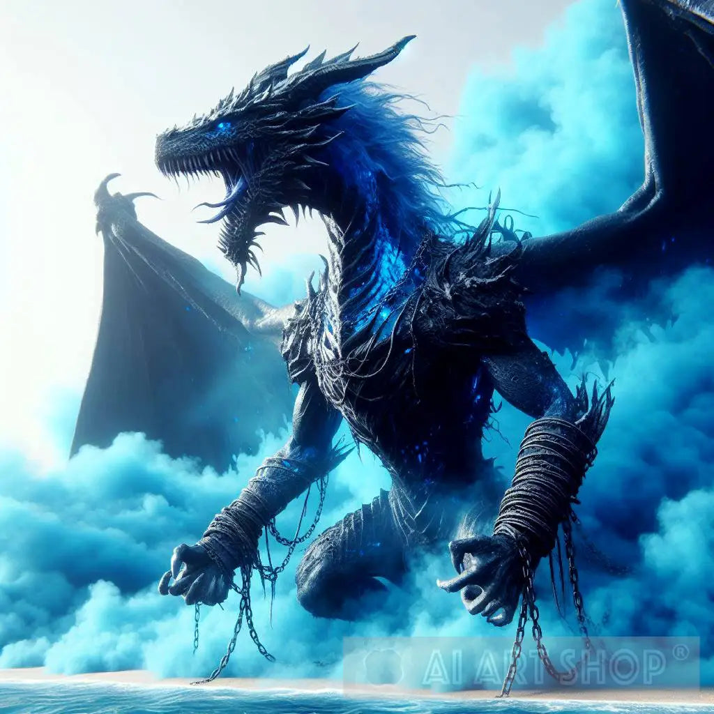 dragon, blue, japan, fantasy, anime, japanese, cute, mythical, drag...
