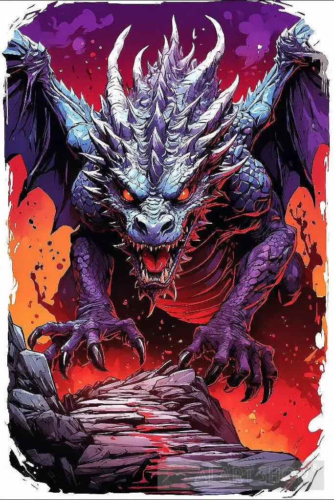 dragon crawling out of ravine