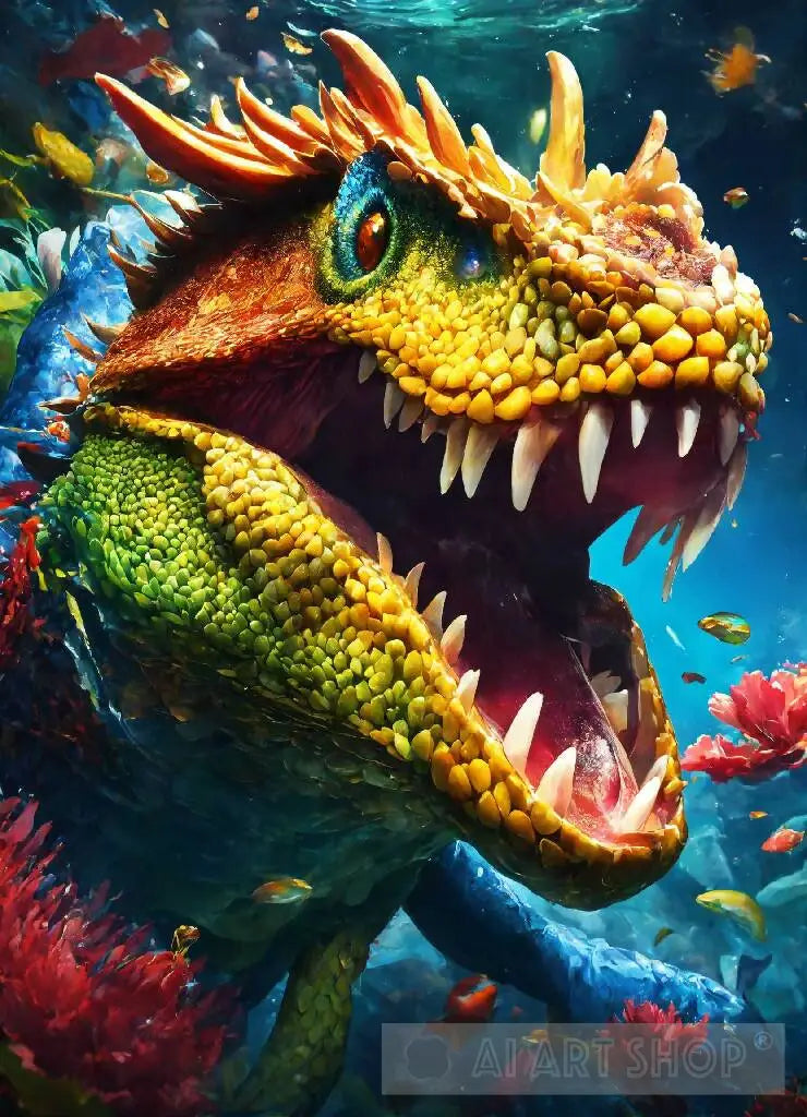 Dragon in the water artwork