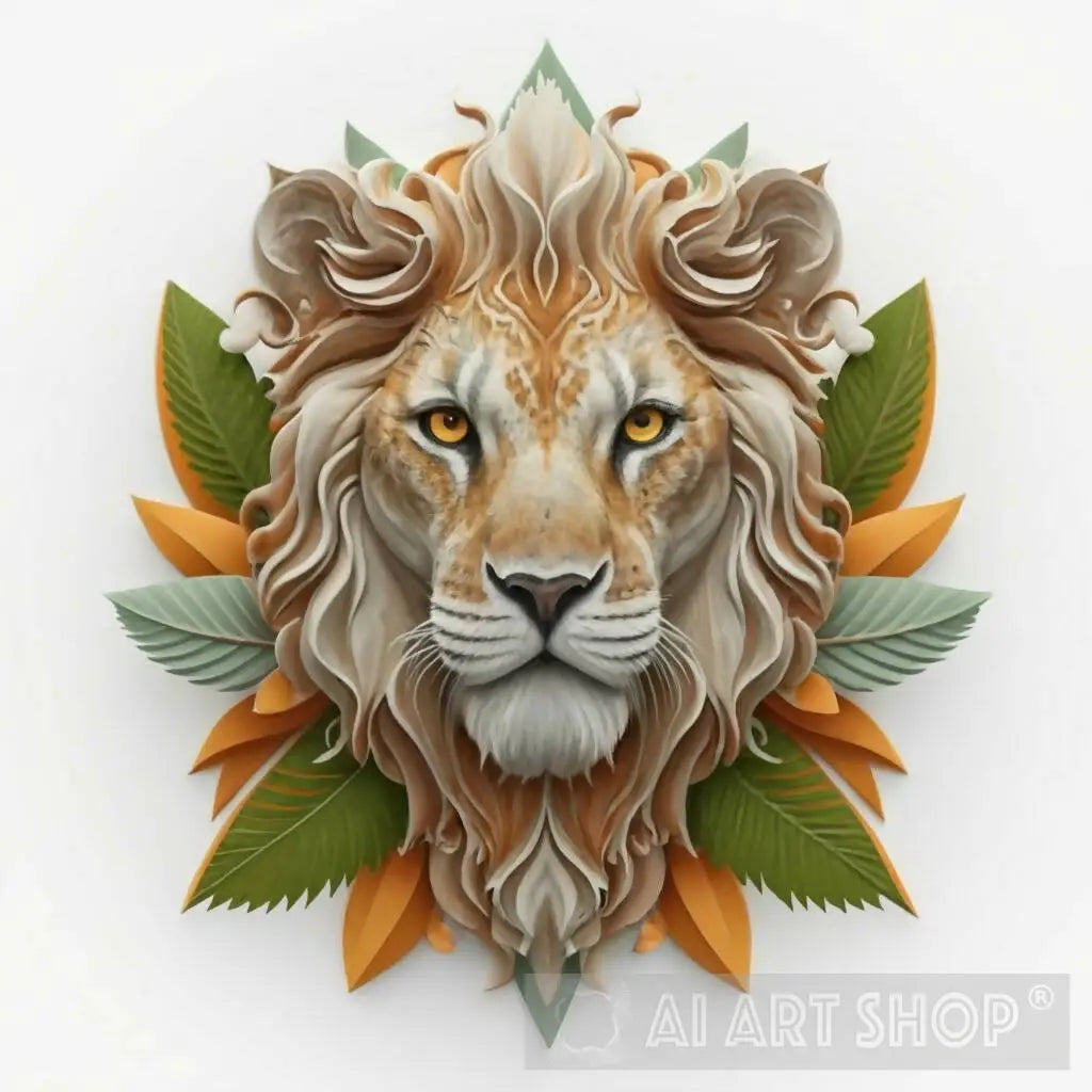 Drawing Lion leaves tattoo pattern image realistic impressive