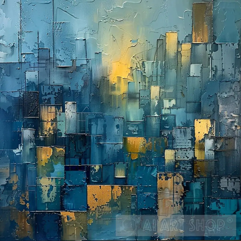 Dynamic City Skyline - Abstract Expressionism Art