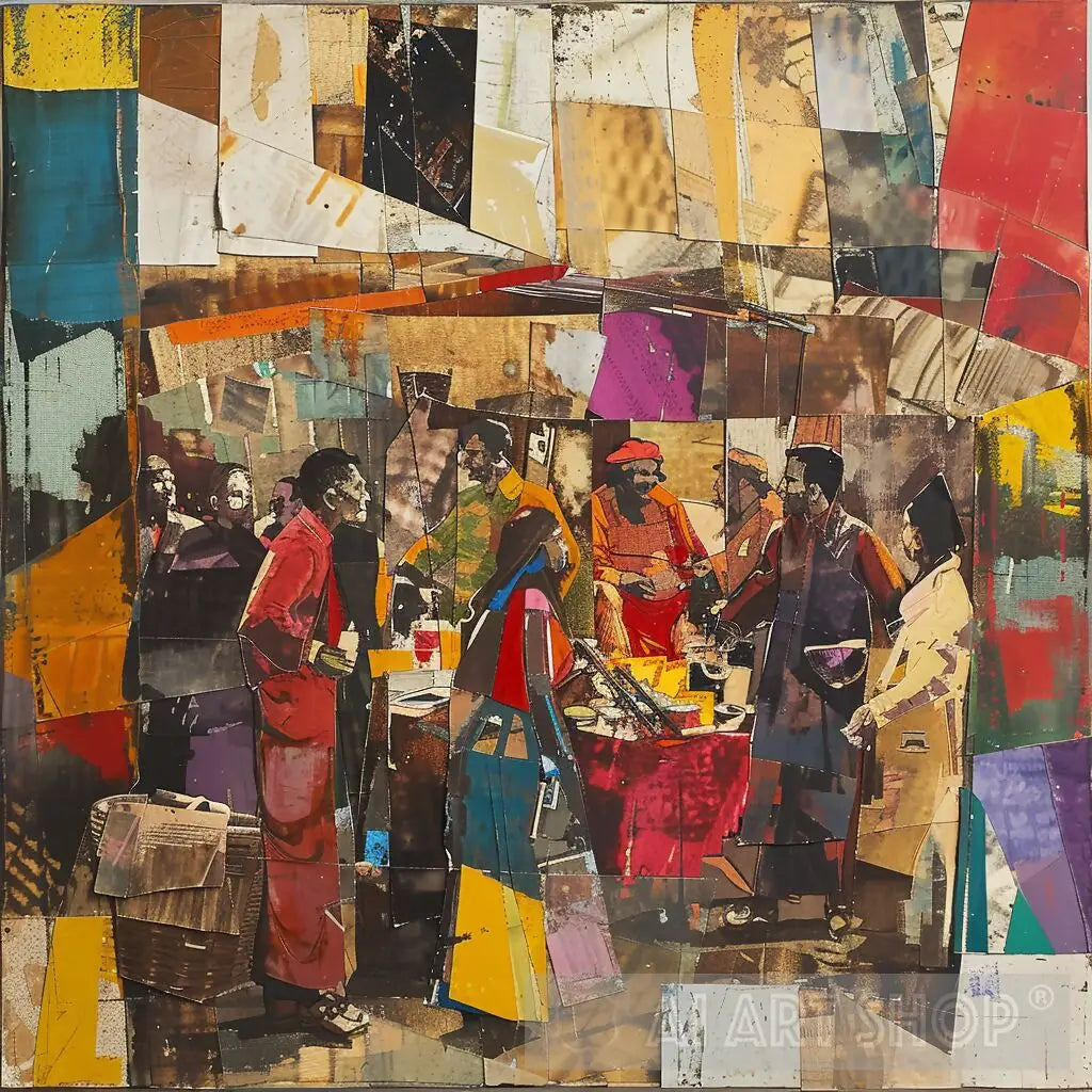 Dynamic Market Scene - Abstract Contemporary Art