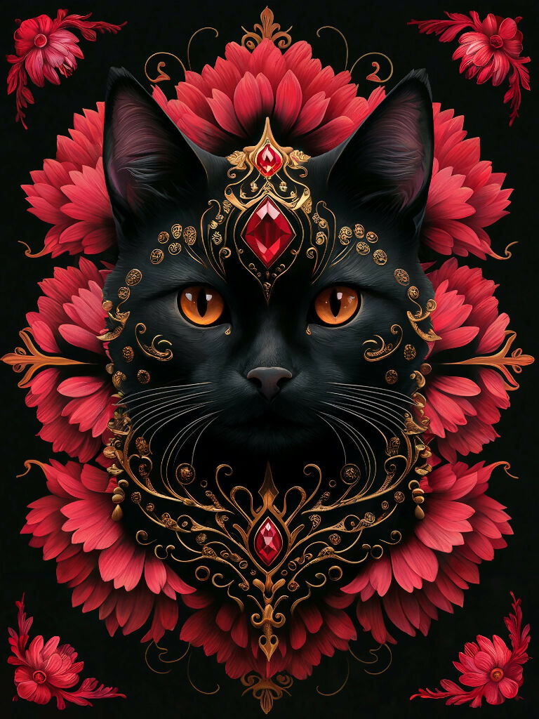 Exquisite Golden & Black Cat (Digital Format)