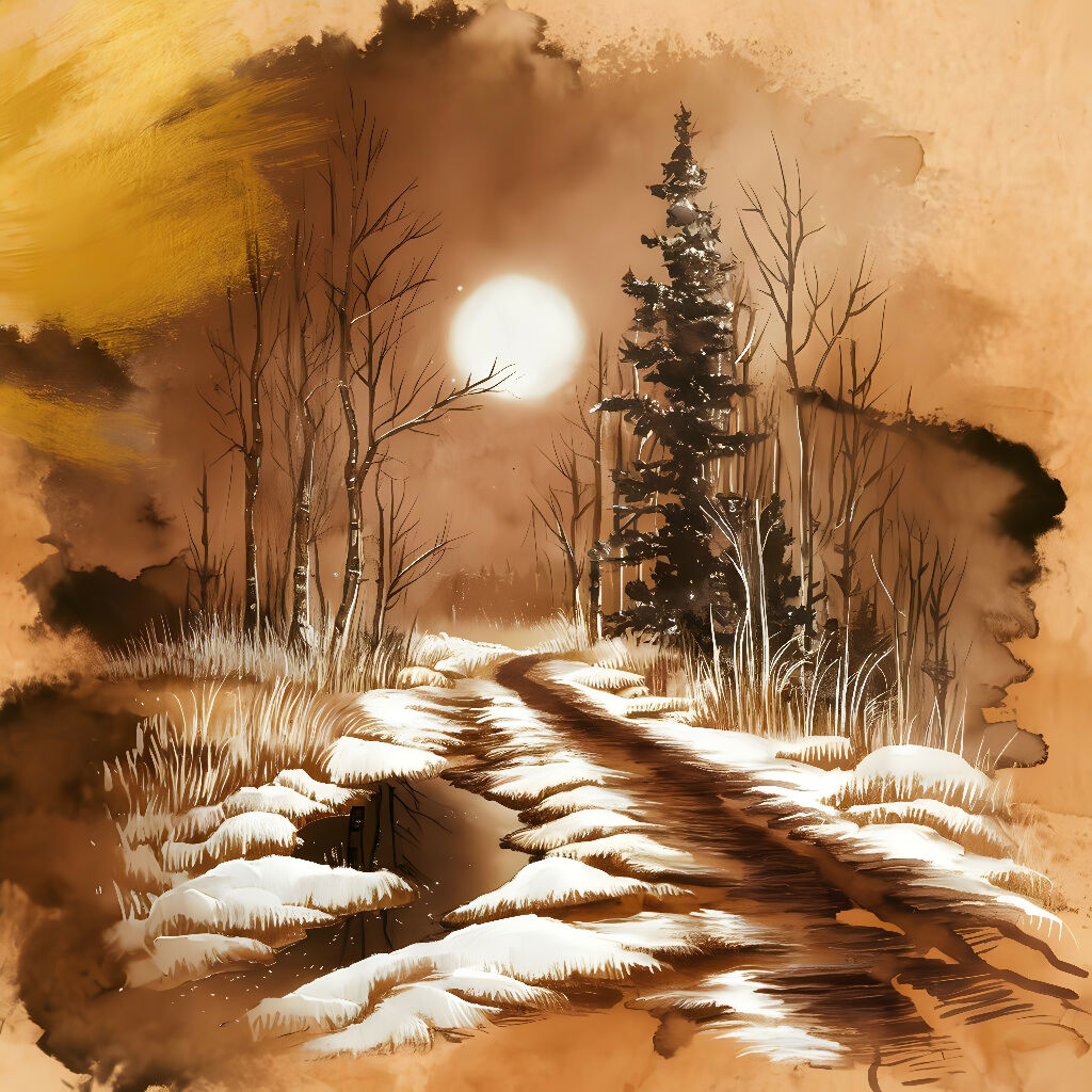 Winter Solitude: A Serene Path Through the Snowy Woods - Wall Art f...