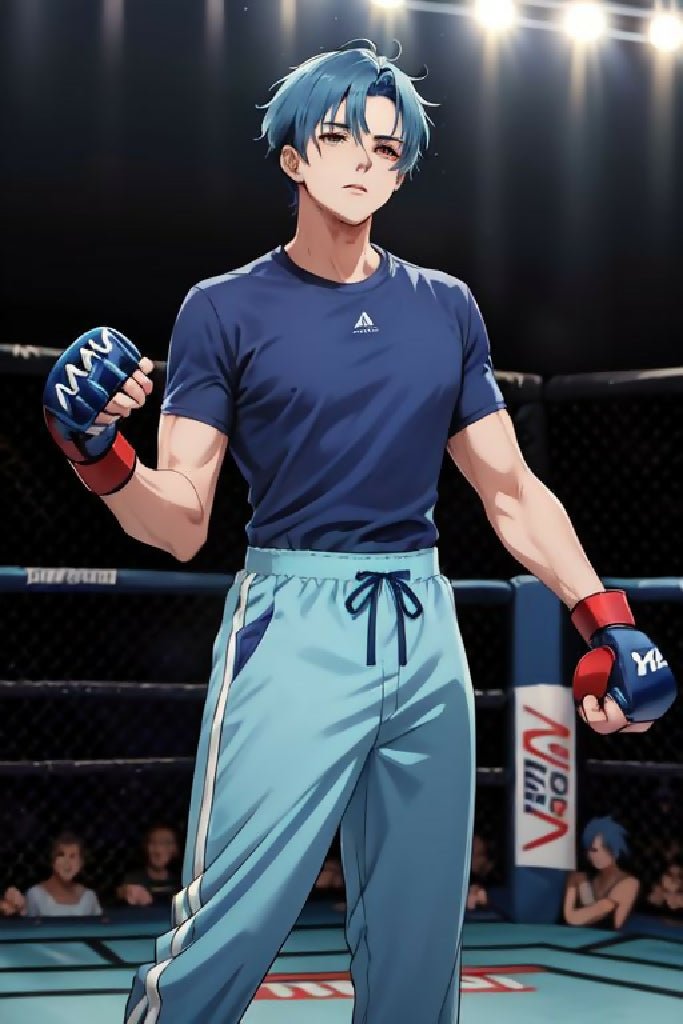 Blue Haired MMA Fighter