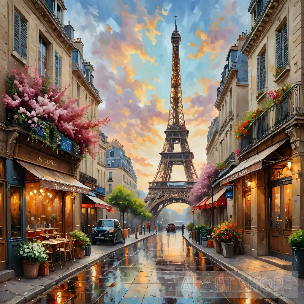 Eiffel Tower standing tall amidst the charming streets of Paris